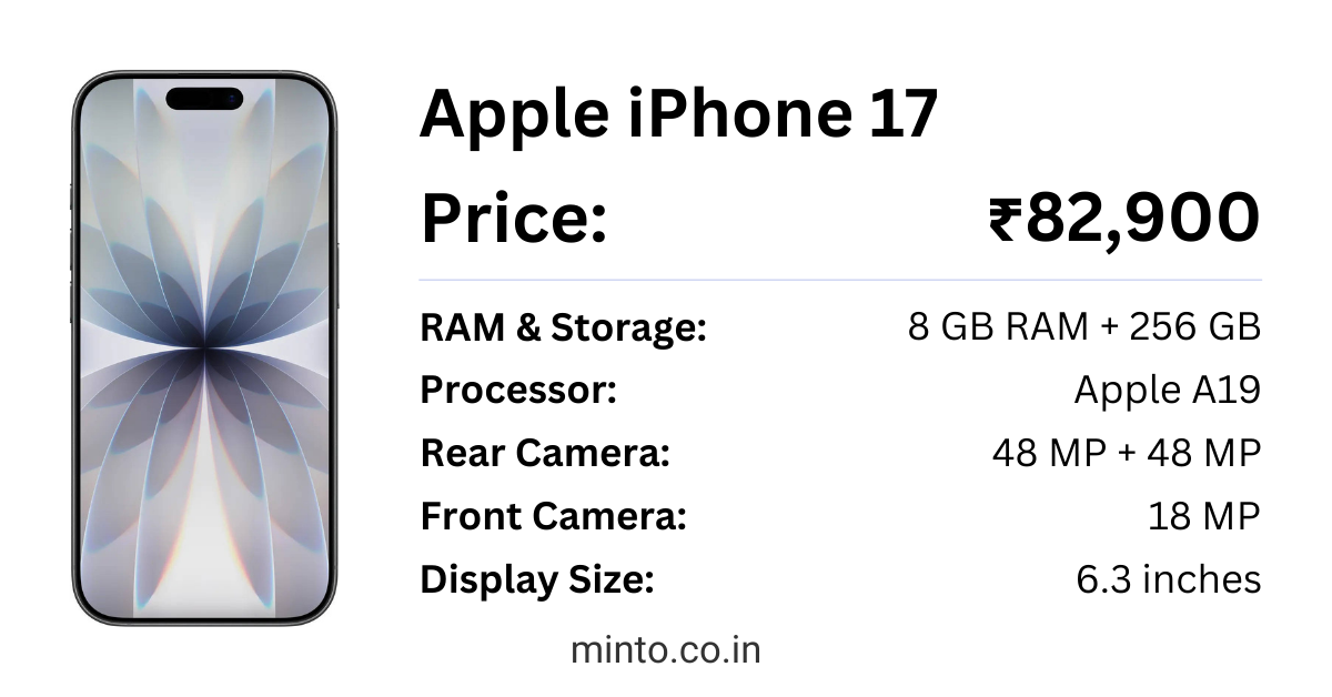 Apple iPhone 17 Latest Price in India & Full Specs - Minto