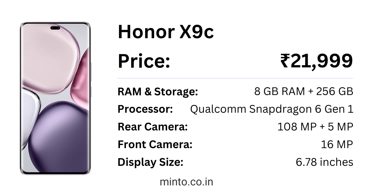 Honor X9c Latest Price in India & Full Specs - Minto