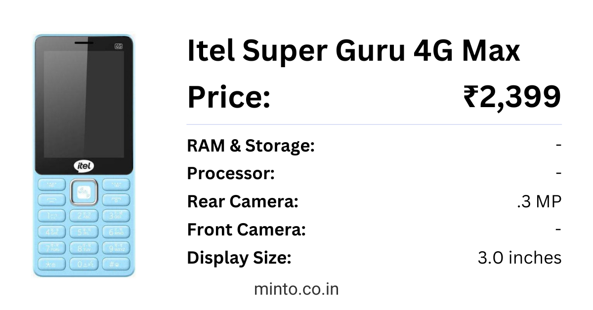 Itel Super Guru 4G Max Latest Price in India & Full Specs - Minto