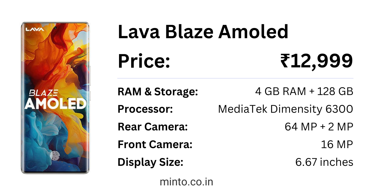 Lava Blaze Amoled Latest Price in India & Full Specs - Minto