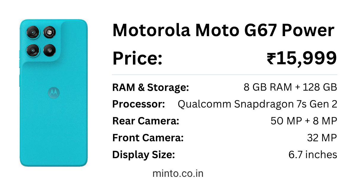 Motorola Moto G67 Power Latest Price in India & Full Specs - Minto