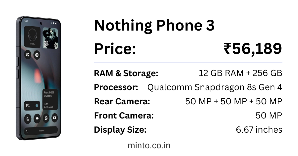 Nothing Phone 3 Latest Price in India & Full Specs - Minto