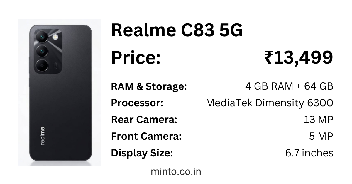 Realme C83 5G Latest Price in India & Full Specs - Minto