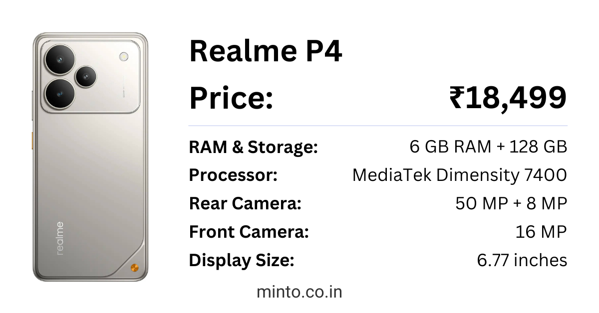 Realme P4 Latest Price in India & Full Specs - Minto