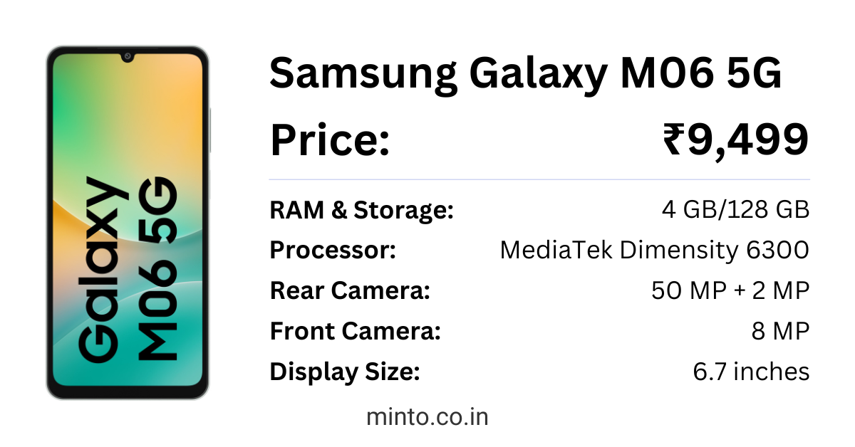 Samsung Galaxy M06 5G Latest Price in India & Full Specs - Minto