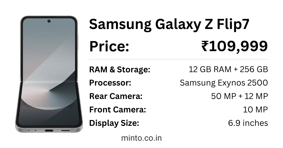 Samsung Galaxy Z Flip7 Latest Price in India & Full Specs - Minto