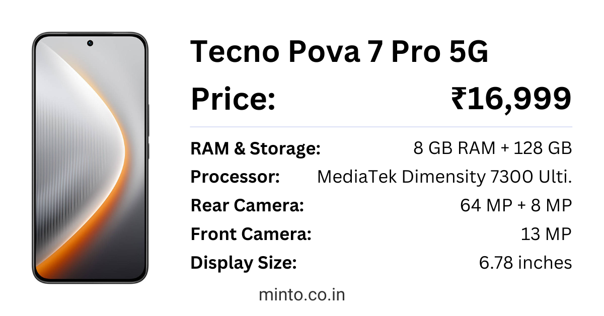 Tecno Pova 7 Pro 5G Latest Price in India & Full Specs - Minto
