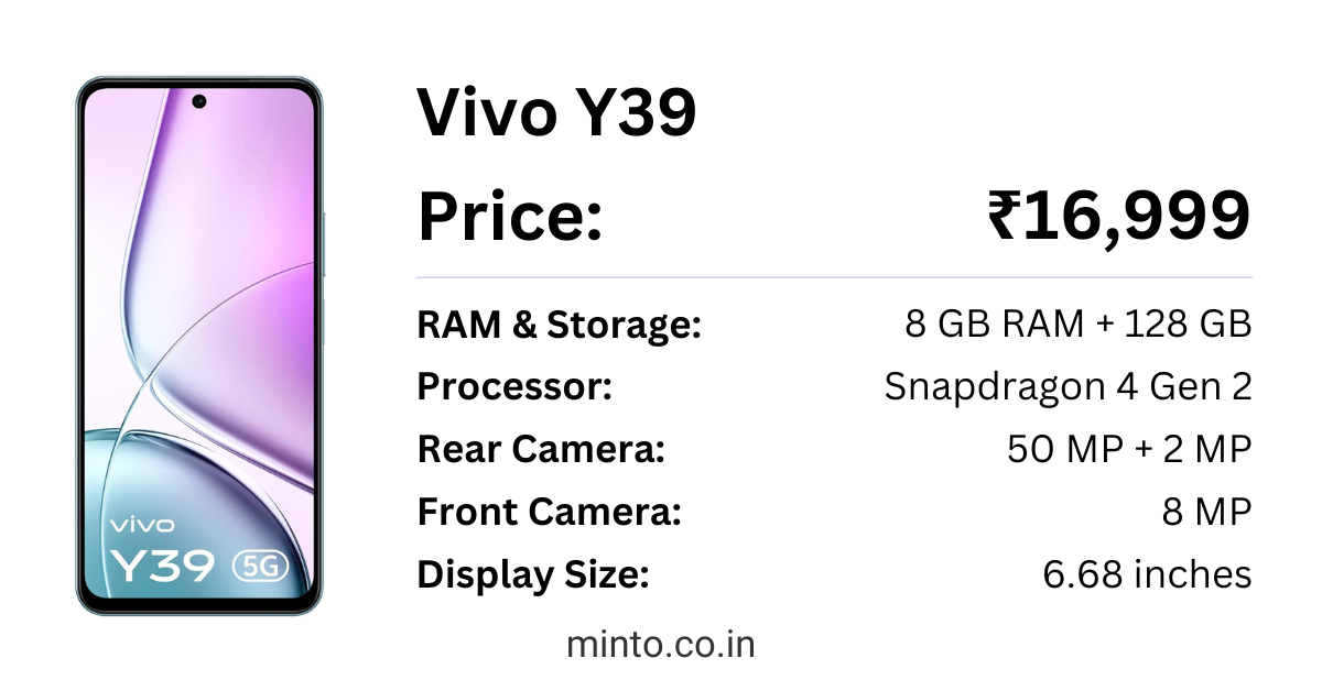 Vivo Y39 Latest Price in India & Full Specs - Minto